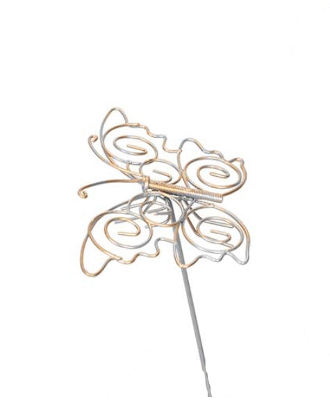 Metal Wire Silver & Copper Butterfly or Dragonfly on a Stick – Charlie ...
